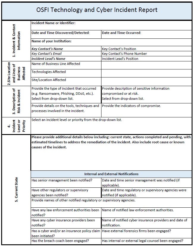 Technology and Cyber Security Incident Reporting - Office of the ...